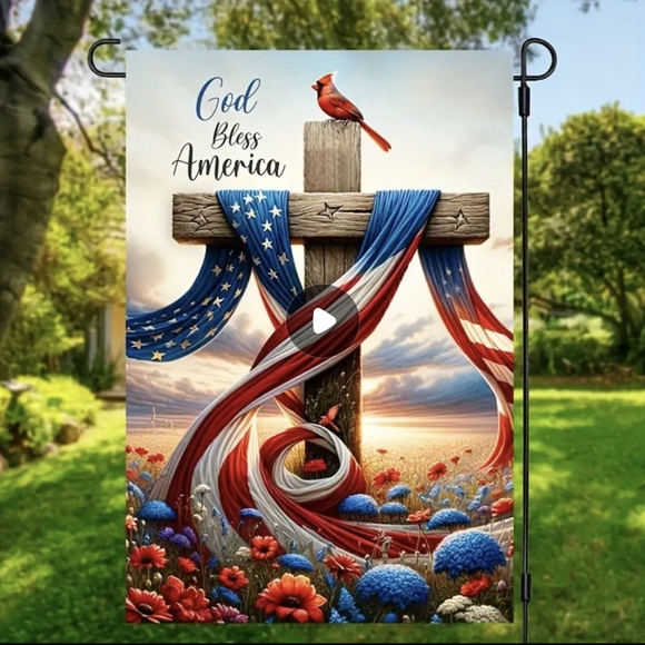 None | Accents | Any 2 For 2 Patriotic Garden Flag With Cross And ...
